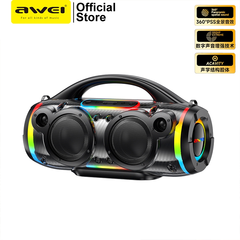 Alto-Falante Awei KA12 60W Bluetooth Sem Fio Portátil Com luz LED 360 ...
