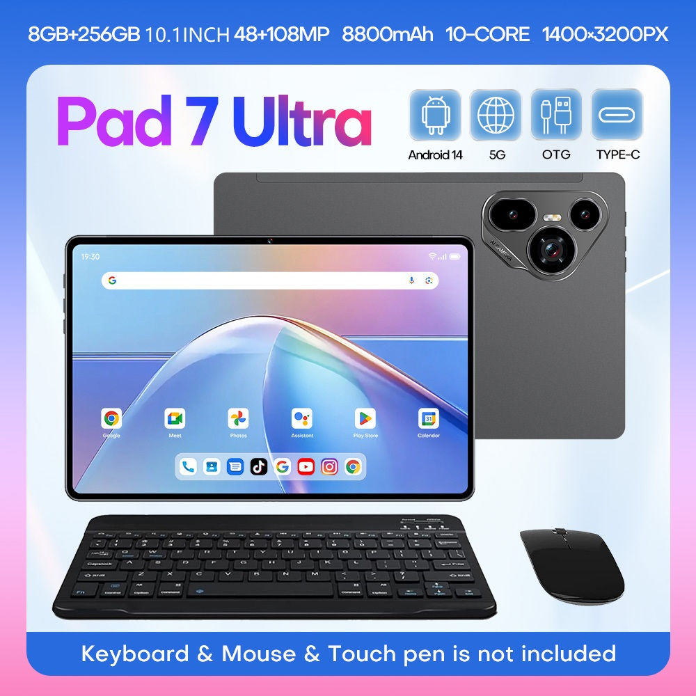 Novo Produto Pad 7 Ultra 4G/5G Tablet 10.1 Polegadas Tela Clara Memória ...