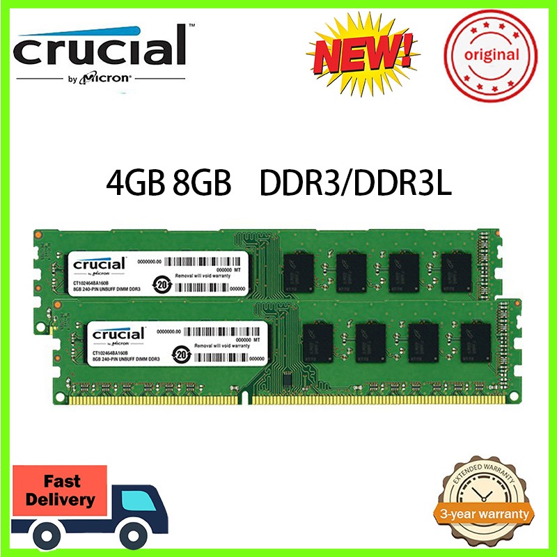 DDR3 DDR3L Crucial 4GB 8GB 1066Mhz 1333MHZ 1600MHZ DIMM De Memória RAM De Mesa Para Jogos ...