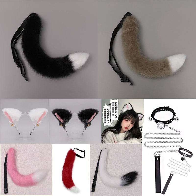 Japonês feito à mão cauda de gato Animal orelha Animal cauda de pelúcia ...