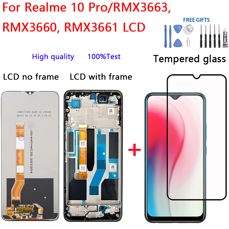 6.72 " LCD Original Para Realme 10 Pro/RMX3663 , RMX3660 Display Tela ...