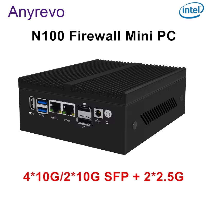 Novo Firewall Sólido Mini PC 4x10G SFP +/2x10G Intel N100 2xi226-V 2.5G DDR5 Servidor Doméstico ...