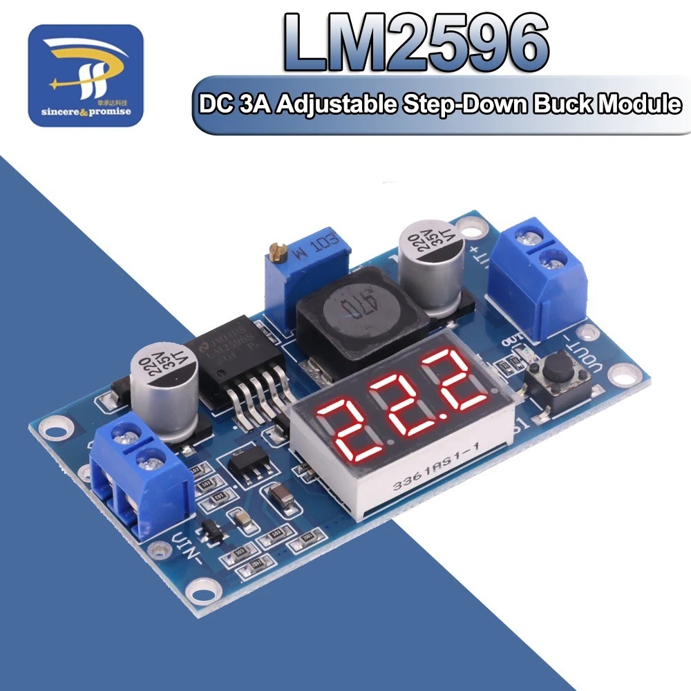 LM2596 DC-3A Módulo Buck Step-Down Ajustável 4.5V-40V Com Display Digital LED Voltímetro LM2596S ...