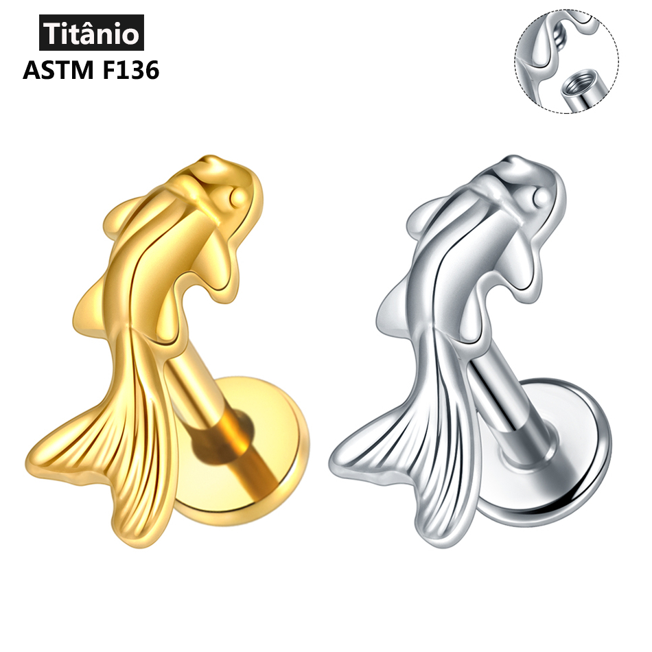 SWANJO Titânio Bonito Peixe Cartilagem Tragus Helix Lobe Brinco ...