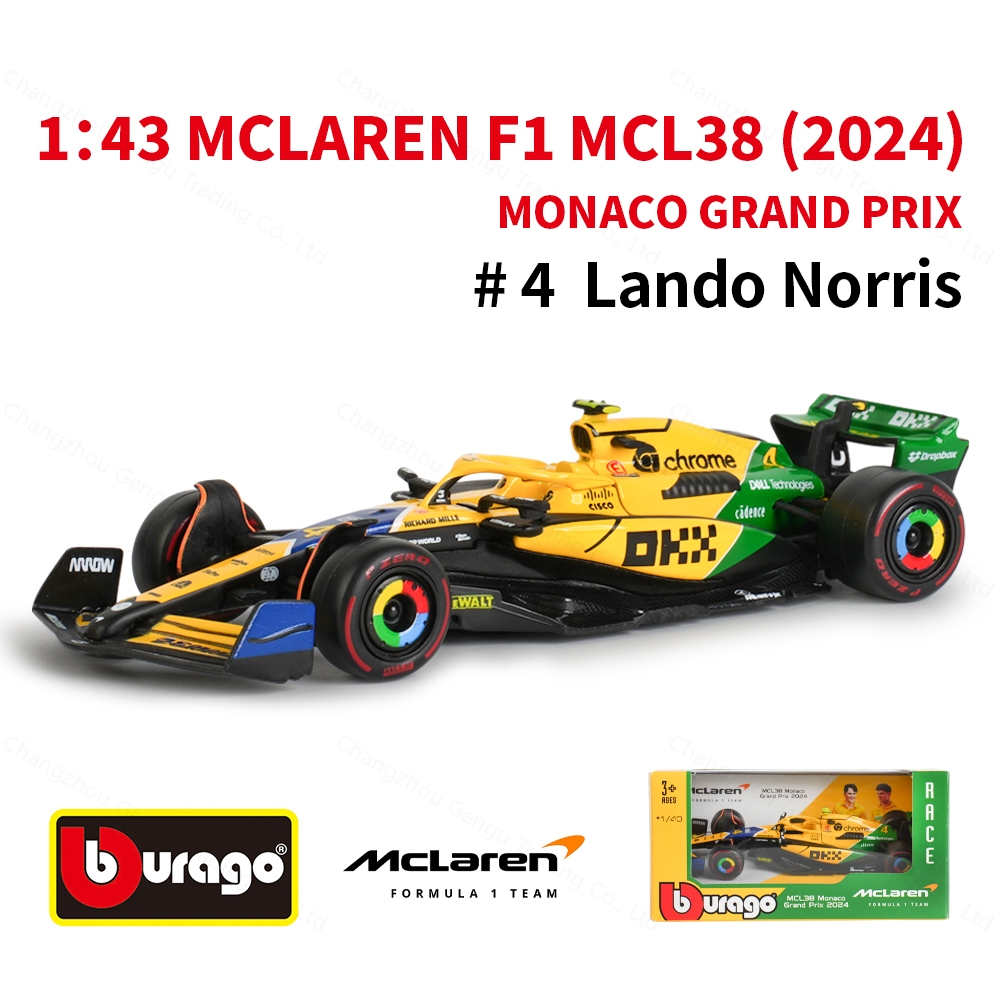 Bburago 1 : 43 2024 Mclaren MCL38 Monaco GP F1 Fórmula Carro Veículos Fundidos Modelo ...