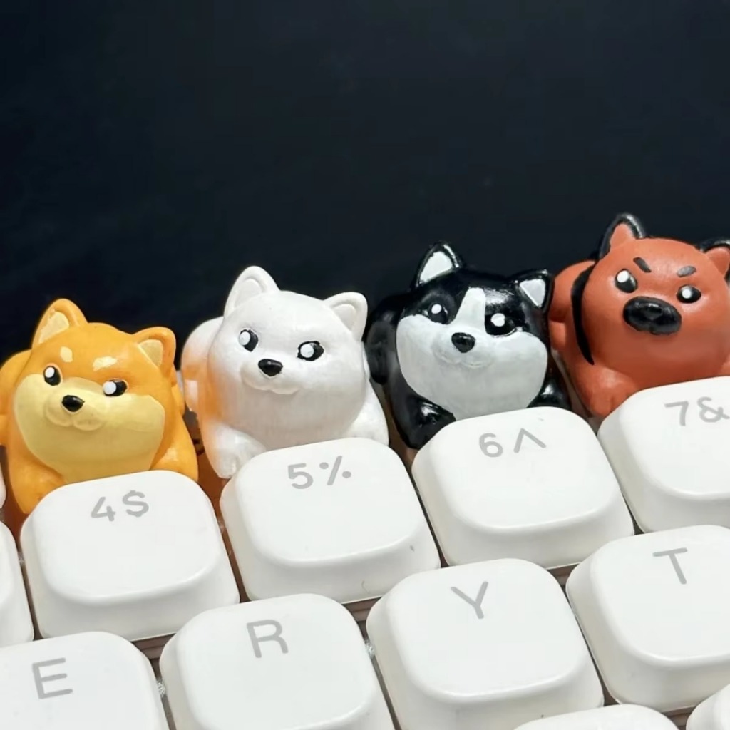 Keycap Personalizado Cor DIY Resina 3D Pequeno Cão Shiba Inu Eixo Cruz ...