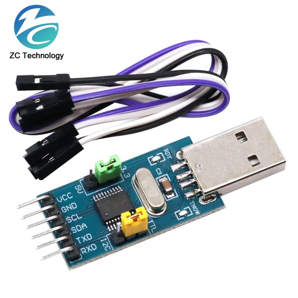 CH341T Módulo 2 Em 1 3.3 V 5 USB Para I2C IIC UART TTL downloader De Porta serial De chip Único ...