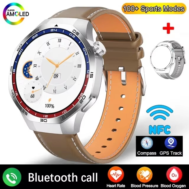 Novo Para Android IOS Smartwatch 2024 Olá HT32 46mm HD AMOLED 4GB ROM NFC Bússola Bluetooth ...