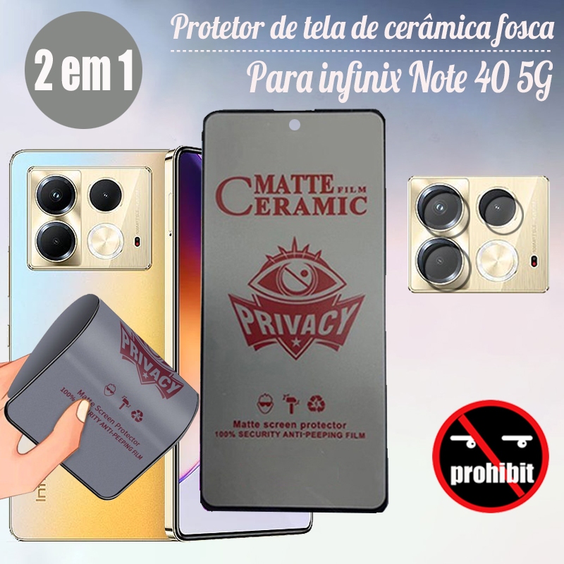 2 Em 1 Anti Espião Cerâmica Fosca Privacidade Película De Tela Macio