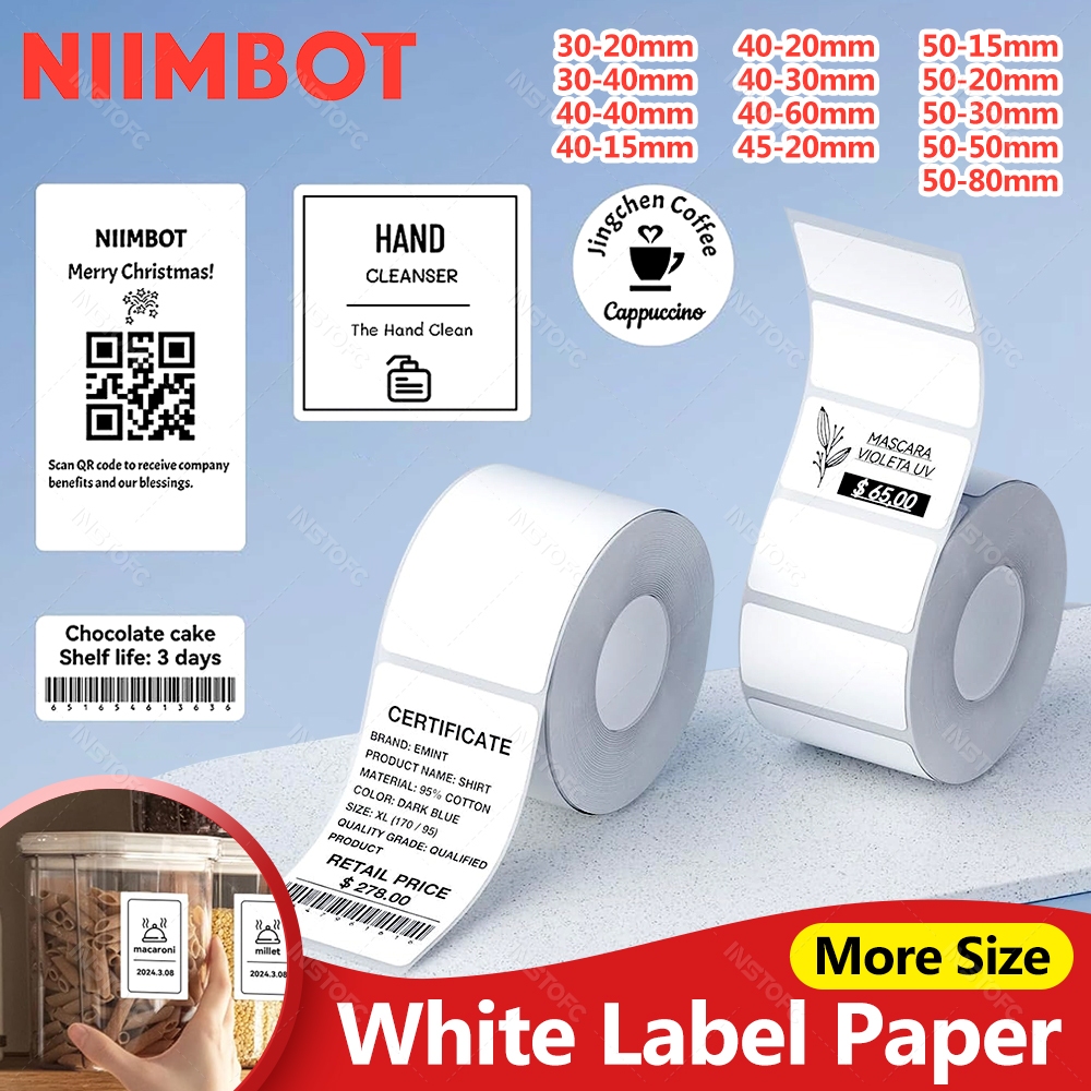NIIMBOT B1/B21/B31/B3S Etiquetas brancas 50-80 mm | Shopee Brasil