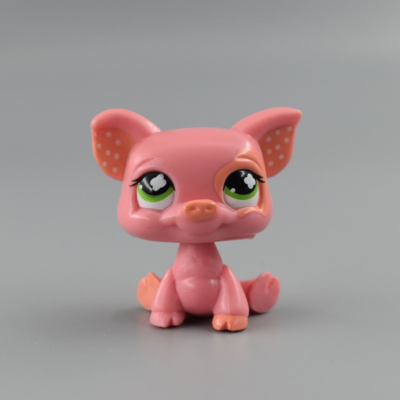 LPS Action Figure Menor pet shop Porco Rosa Com Olhos Cruzados Verdes ...