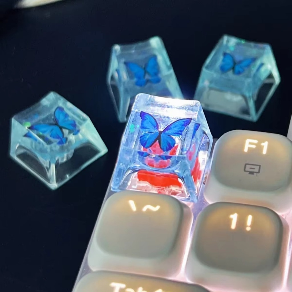 4 Pçs/set Gota Adesivo Transparente Borboleta Keycap Resina ...