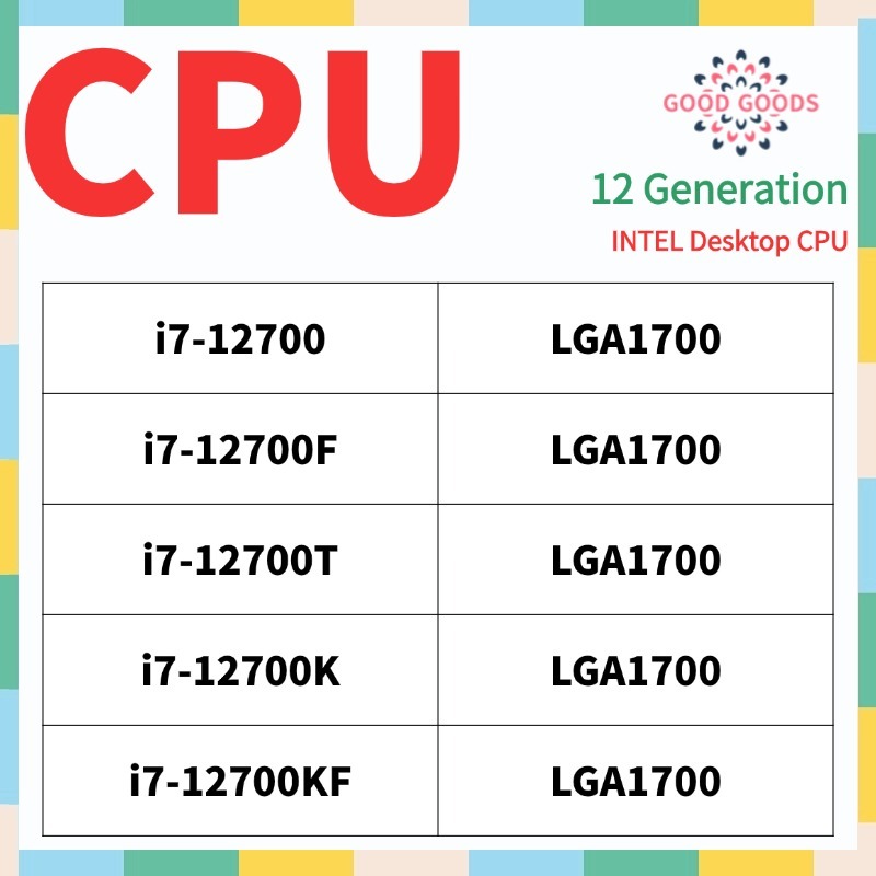 i7-12700 12700F 12700T 12700K 12700KF CPU De Desktop INTEL Core De 12a ...