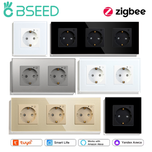 BSEED Único Zigbee Ue Tomada Dupla Inteligente Tomadas De Parede Triplo ...