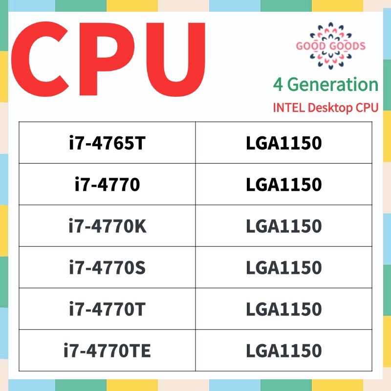 i7-4765T i7-4770 4770K 4770S 4770T 4770TE 4a Geração INTEL Core Desktop ...
