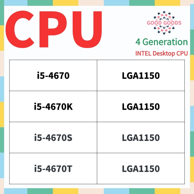i5-4670 4670K 4670S 4670T CPU De Desktop INTEL Core De 4a Geração ...