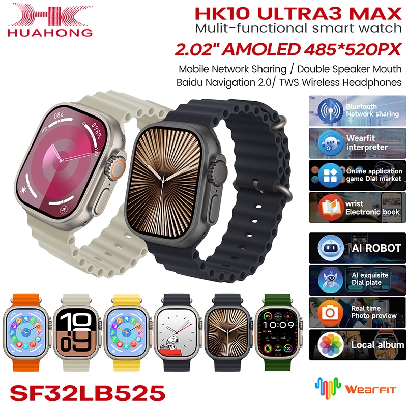 2025 Original HK10 Ultra 3 MAX SmartWatch Mais Novo 4GB ROM AI Robô AMOLED G-Sensor ChatGPT NFC ...