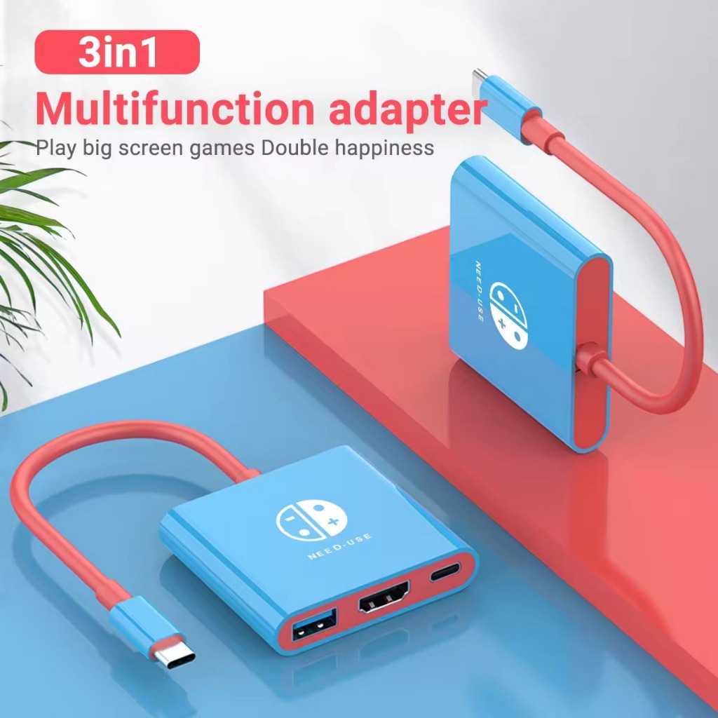 Adaptador 3 Em 1 Typec Para HDMI USB C Hub Type Docking Station Nintendo Switch v1 v2 OLED Dock TV 4K USB3.0 PD Converso Shopee Brasil