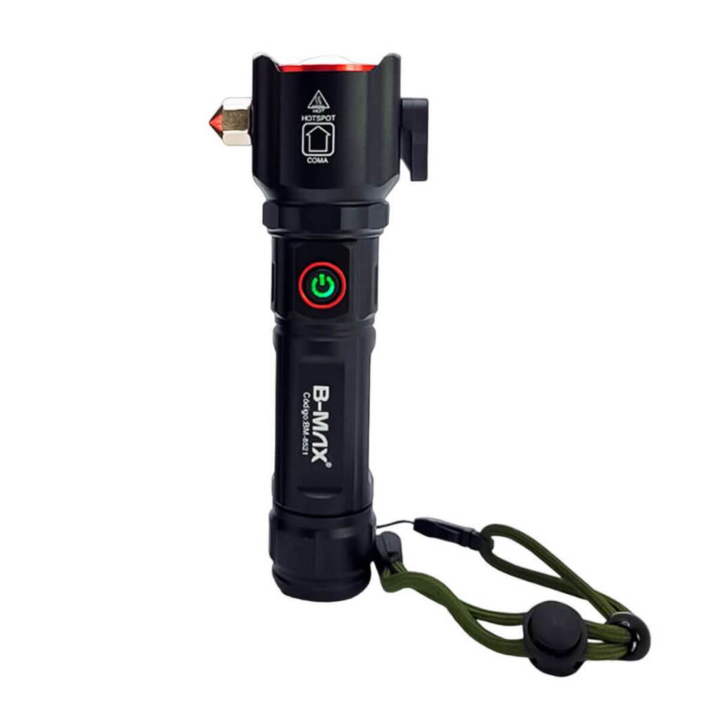 Lanterna Tática + 2000 Lumens Recarregável B-MAX Modelo BM-8521 ...