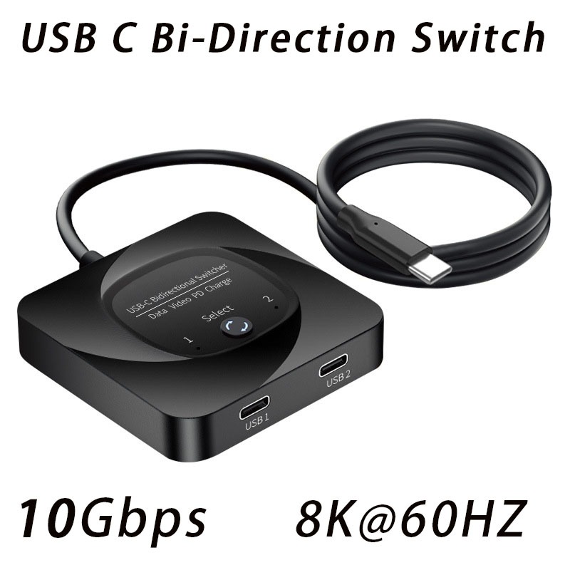 Interruptor Bidirecional USB C 1x2/2x1 Divisor 8K @ 60HZ HD HDR Tipo ...