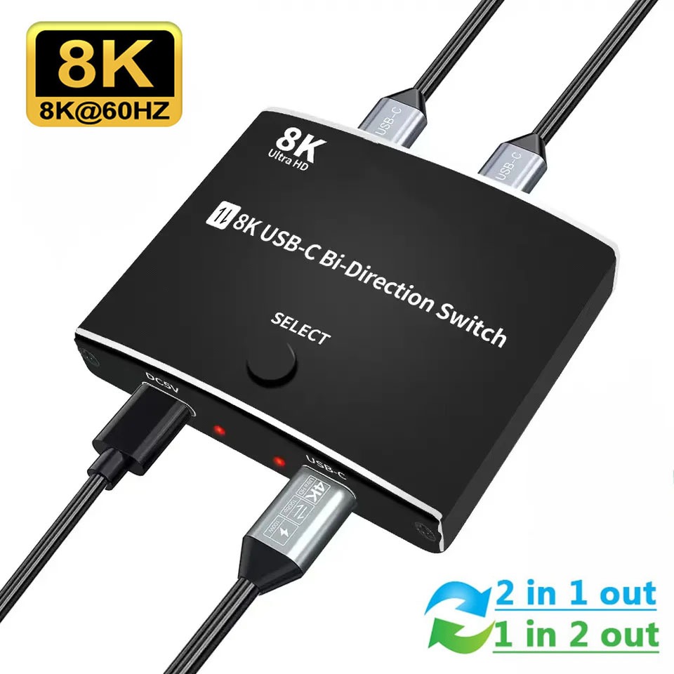 Distribuidor De Interruptor USB C 8K Bidirecional 1x2 2x1 Divisor ...