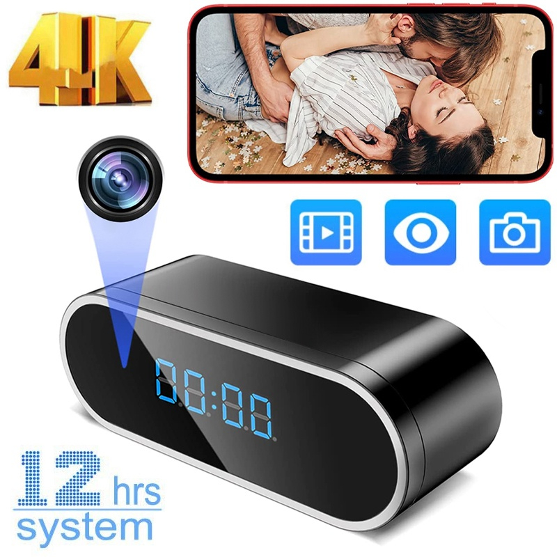 Câmera IP sem fio 4K Câmera no relógio Segurança Monitoramento Cam ...