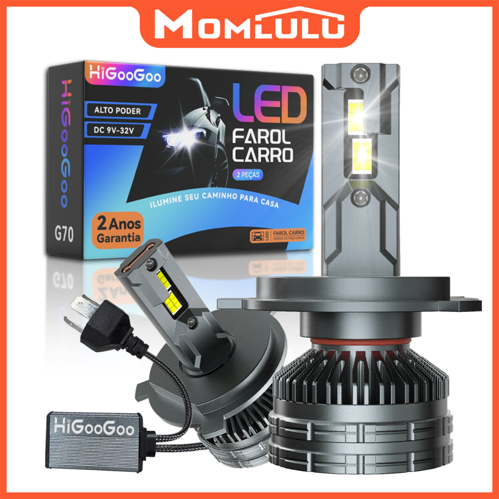 MOMLULU G70 200W 30000LM Farol De Led Lâmpadas Para Carro Para H1 H3 H4 H7 H11 9005 9006 6500K ...