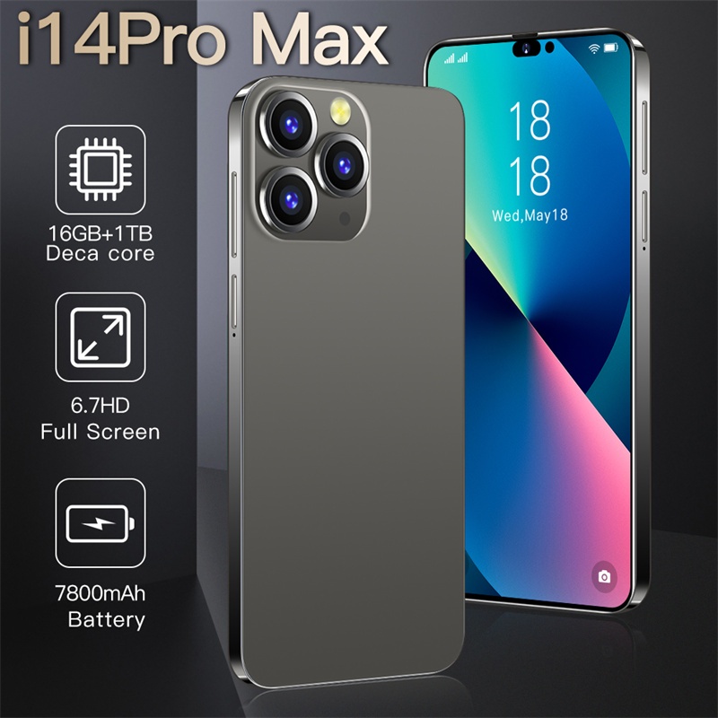 Celular i14 Pro Max Android Phone 16 + 1 Tb Smartphone 6.7 Polegadas ...