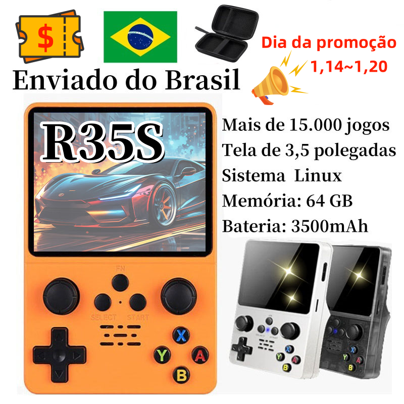 r35s game portátil，R35S Console de videogame retrô portátil, reprodutor ...