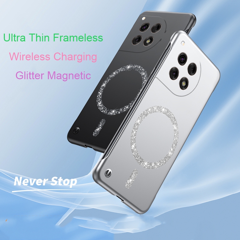 Moda Glitter Caso Magnético Para Oneplus ACE 3 3V 2V 2 Pro De Carregamento Sem Fio Ultra Fino ...