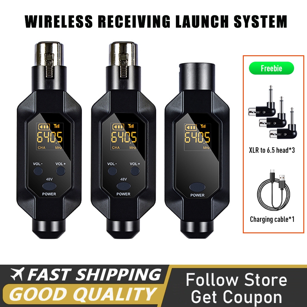 Receptor Transmissor De Microfone XLR Sem Fio Adaptador Plug-on ...