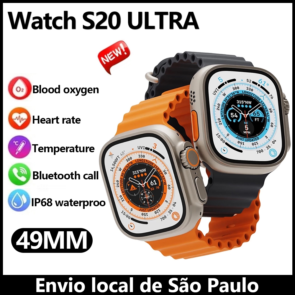 2025 Novo Smartwatch Watch Ultra S20 MAX Série 10 Super Amoled Prova D ...