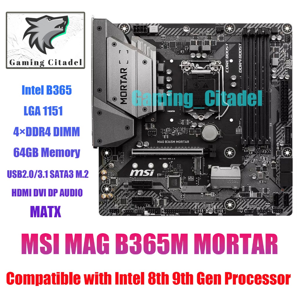 Placa-Mãe MSI MAG B365M MORTAR MATX DDR4 Suporta Processador Intel 8o ...