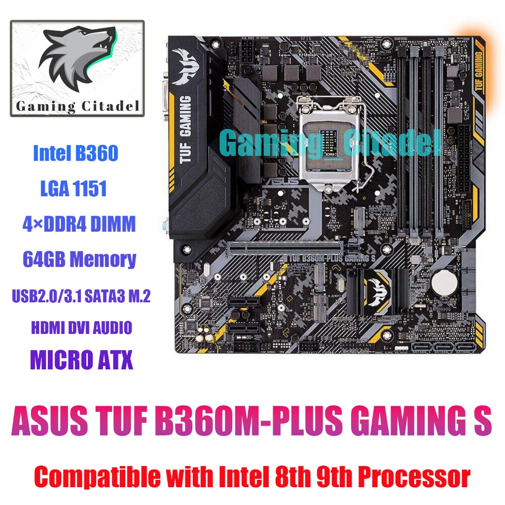 ASUS TUF B360M-PLUS GAMING S DDR4 Usado Suporta Processador Intel 8o E ...