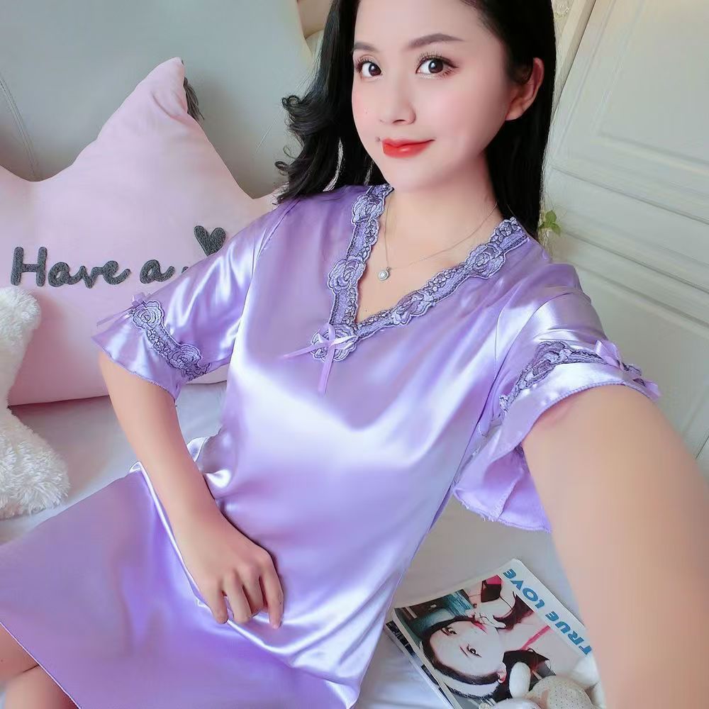 Sexy Renda Longa Pijama Feminino high-end Solto Moda Camisola | Shopee ...