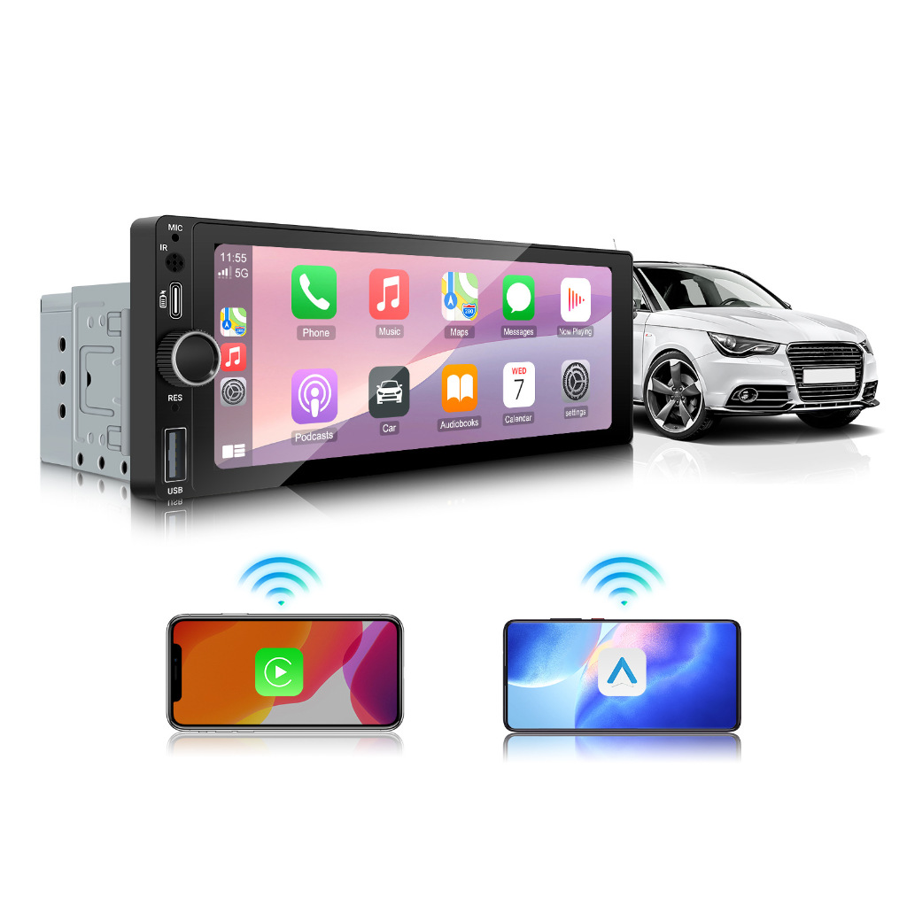 6.86 Polegada 1Din Carplay Android Auto Rádio Do Carro Multimídia Vídeo MP5 Player Com BT FM ...