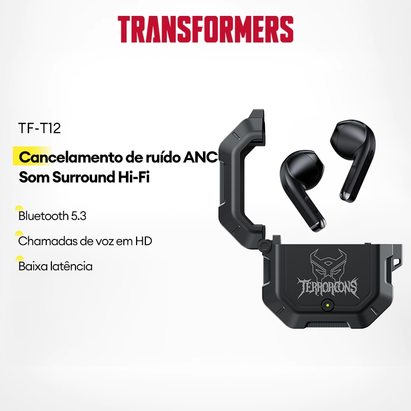 Transformers TF-T12 Fone de ouvido sem fio Cancelamento inteligente de ...