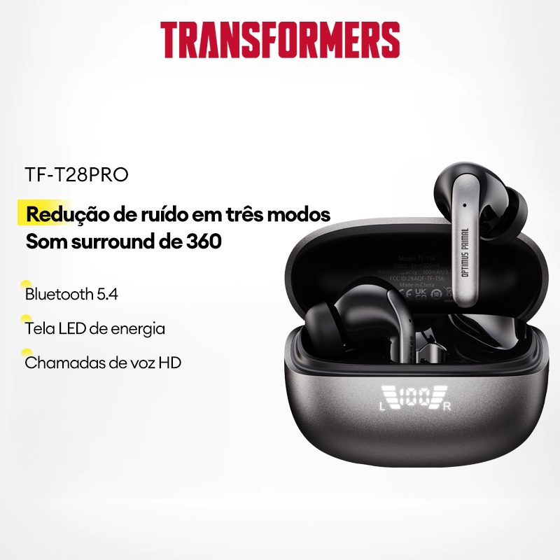 Transformers TF-T28 Pro Sem Fio Bluetooth V5.4 Fone De Ouvido Redução ...