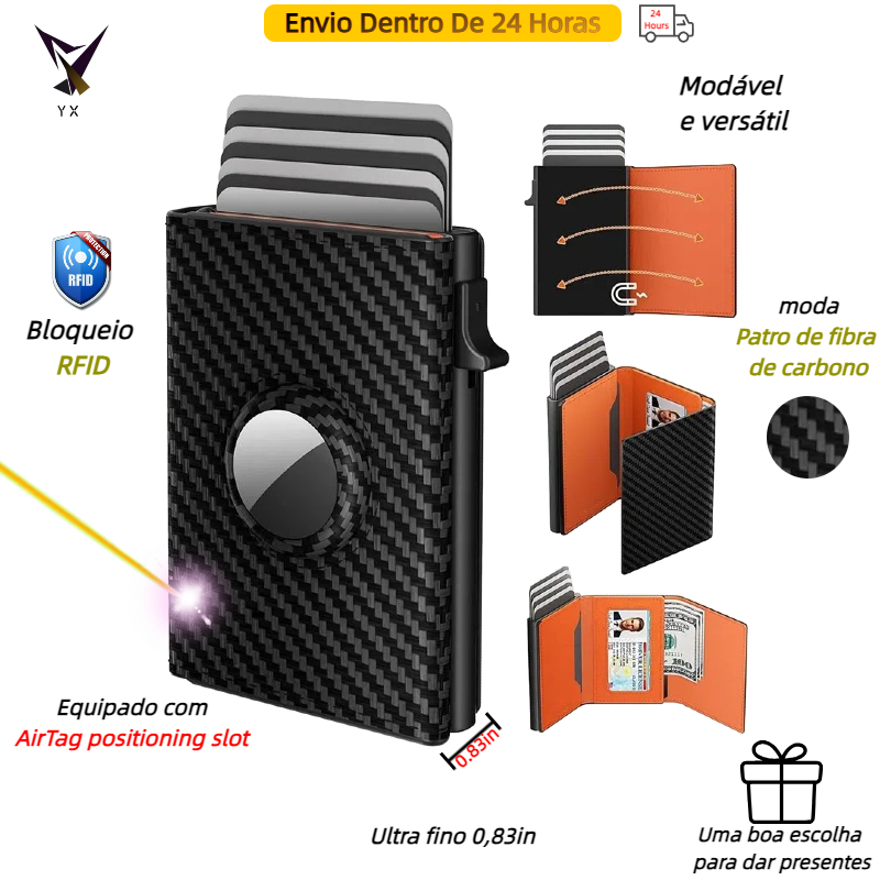 carteira de homens AirTag carteira de três vezes carteira RFID ...
