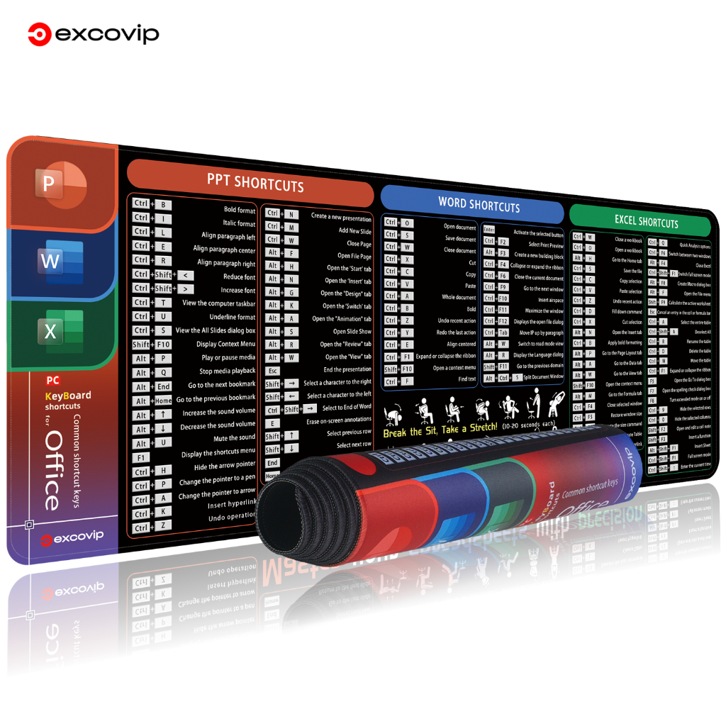 Teclas de atalho de escritório em inglês + Mouse Pad de trabalho ...