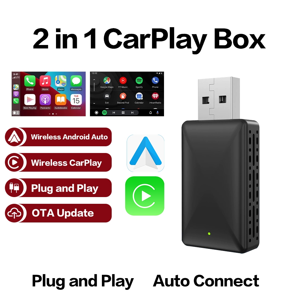 Adaptador automotivo Android CarPlay sem fio para carro com fio de fábrica, CarPlay sem fio e ...
