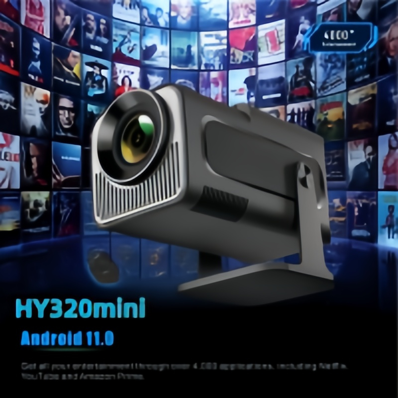 Projetor HY320 HDMI 1080P Android 11 Wi-Fi Bluetooth Portátil 300 ANSI ...