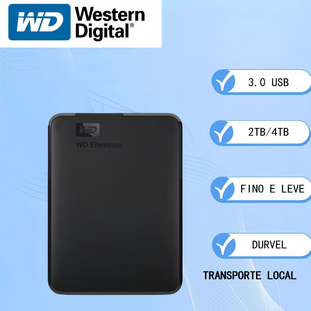 WD Elements Western Digital Original HD Capacidade De Armazenamento De Disco Rígido Externo ...