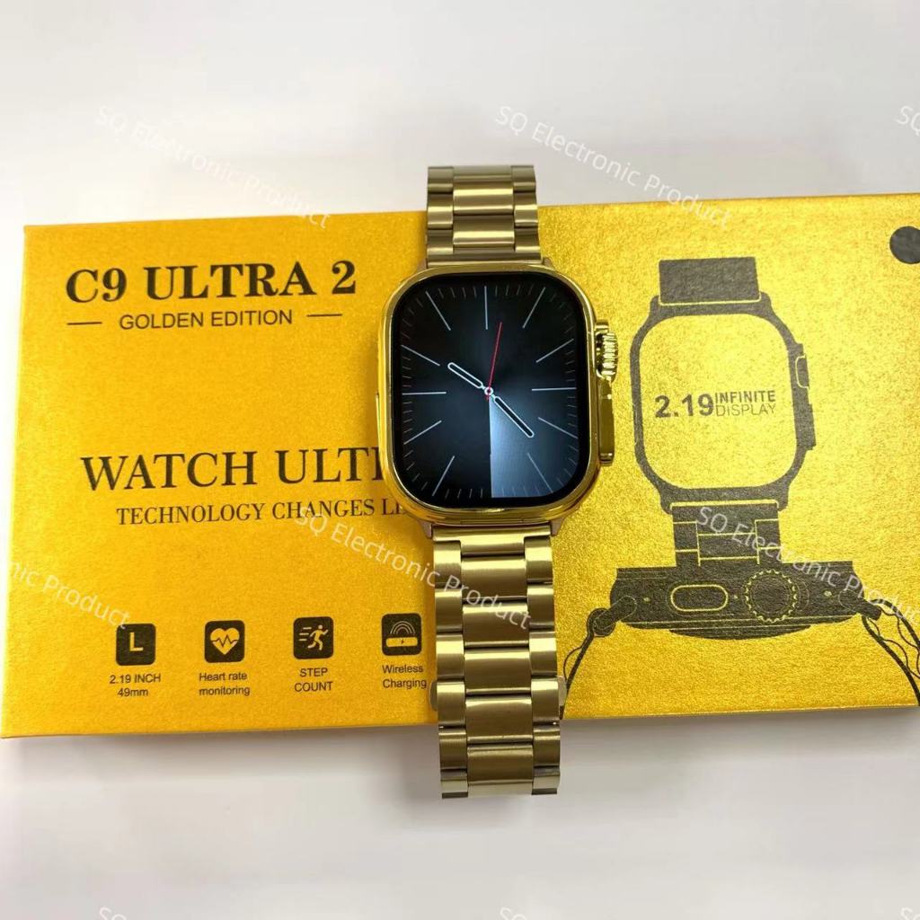 2025 C9 Ultra 2 Ouro Relógio Inteligente NFC Sem Fio Smartwatch ...
