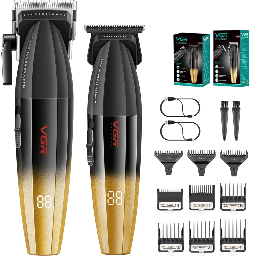 Conjunto De Máquina De Cortar Cabelo E Aparador Profissional VGR Para ...