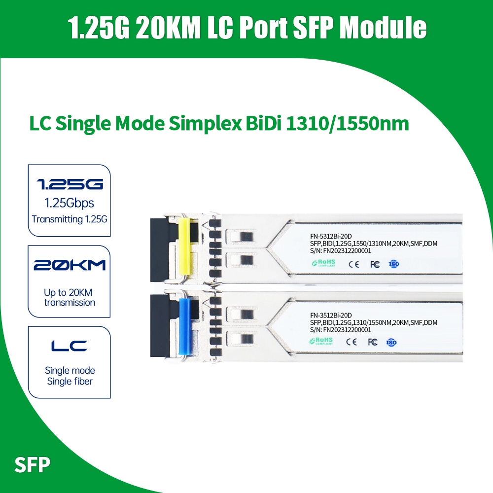 1.25G LC Simplex Transceptor SFP Módulo Modo Único 20KM 1310nm/1550nm ...
