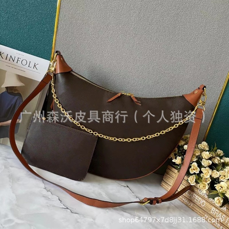 Novo estilo de couro genuíno grande ervilha saco lua hobo loop um ombro mensageiro presbiopia ...