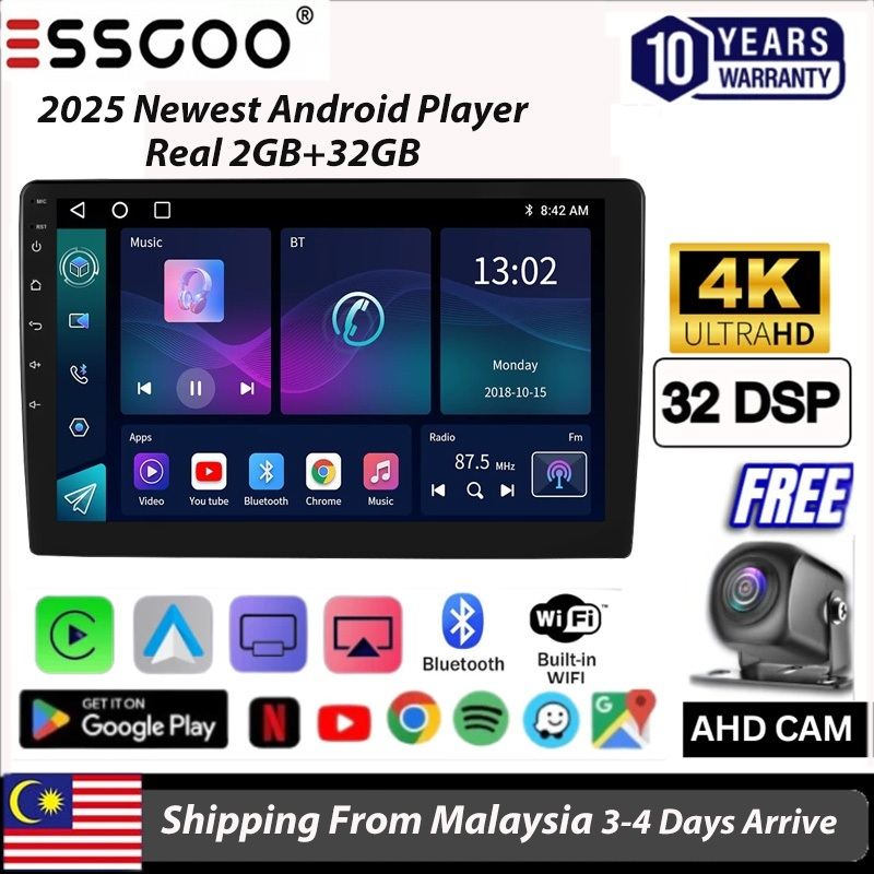 [2 Gb De Ram + 32 Rom] ESSGOO 2025 Mais Novo Android Player 7 Polegadas Quad Core Car Multimídia ...