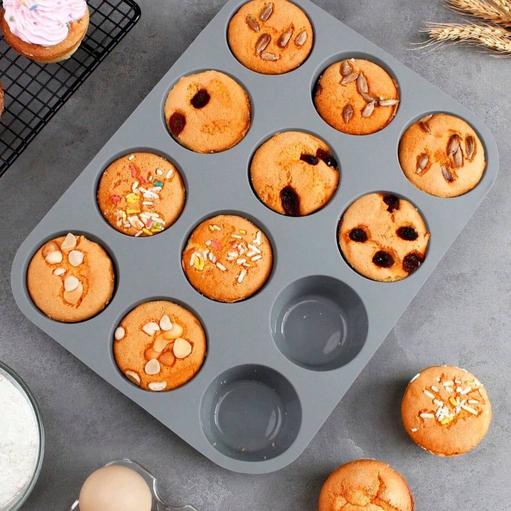Forma De Muffin De Silicone De 1 Peça-12 Xícaras Para E Cupcake ...