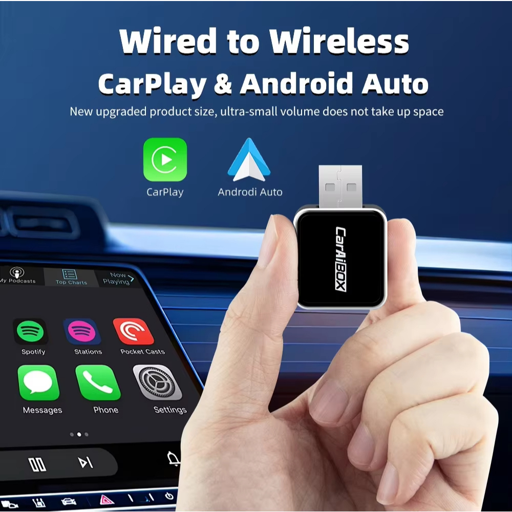 Novo 2-Em-1 CP + AA Carplay Android Auto Mini Caixa Adaptador Sem Fio Com Para USB/Tipo-C Dongle ...